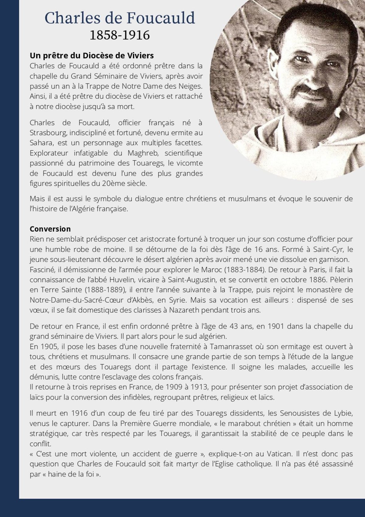 Biographie de Charles de Foucauld - Diocèse de Viviers